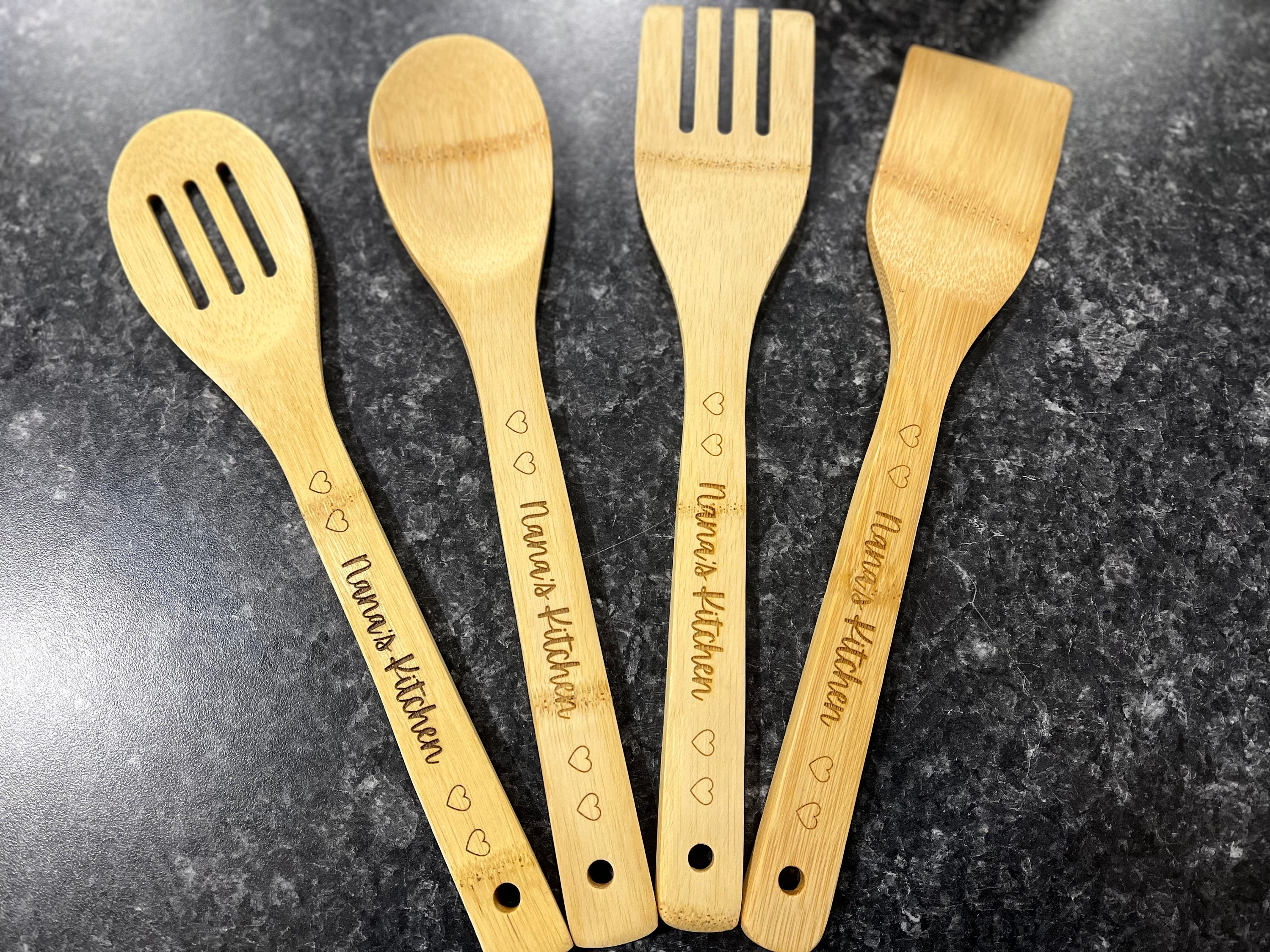 Personalized Bamboo Wooden Utensils - Etsy