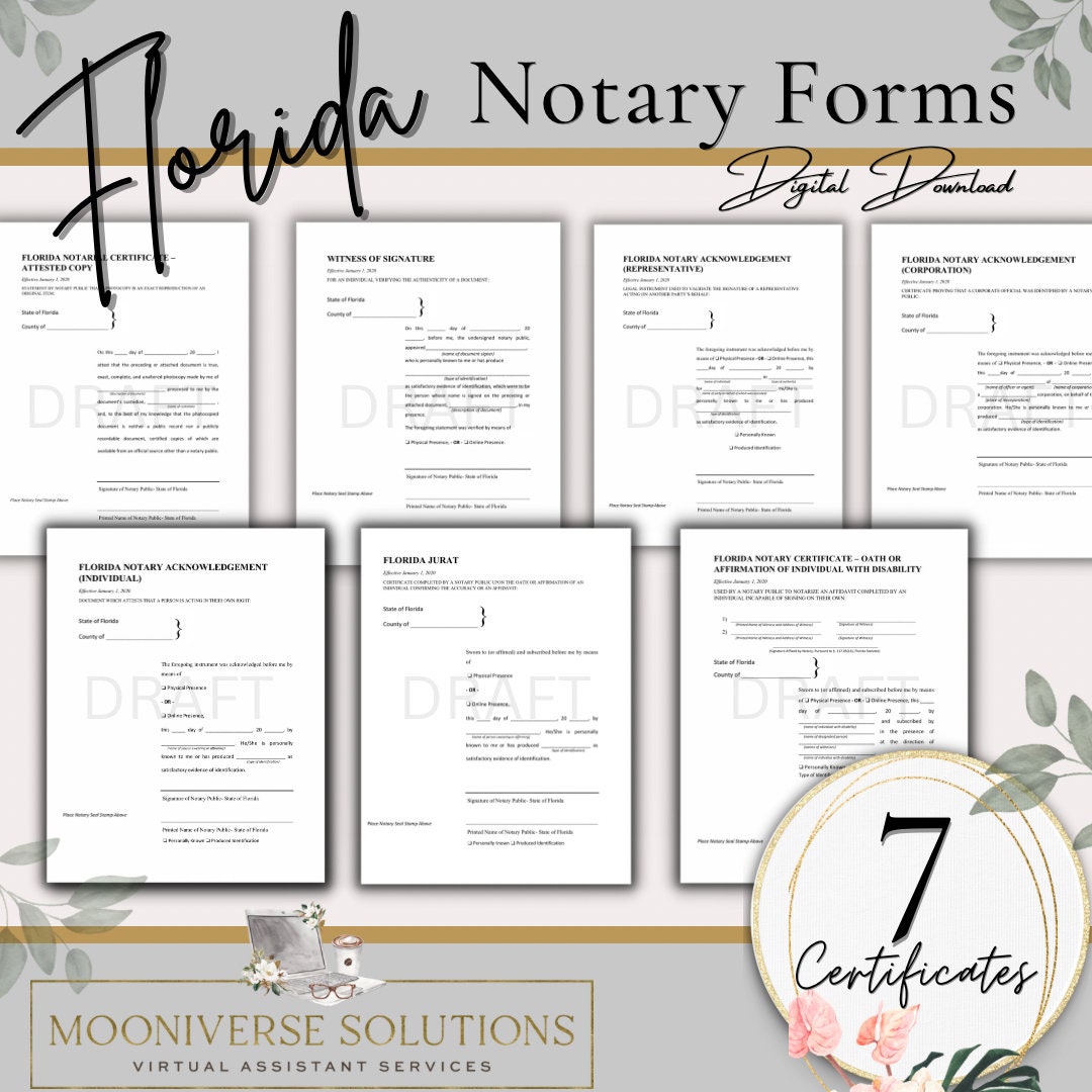 Florida Notary Bundle | Quick Start Notarial Acknowledgedments - Etsy
