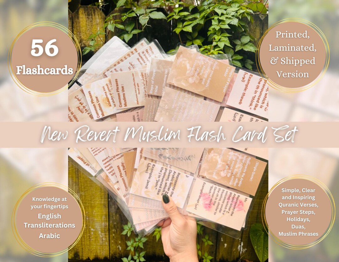 New Revert Muslim Learning Flashcard Set | 52 PRINTED Cards | English ...
