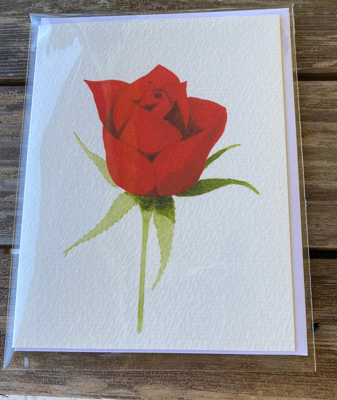 Red Rose Blank Card - Etsy