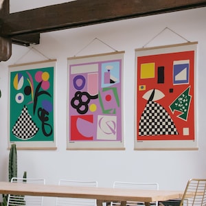 Set of 3 Paper Cutouts Posters - Papier Collage - Folk Poster ...