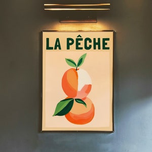 PEACH Poster - La Pêche - French Cute Fruit - Kitchen Wall Art Peach ...