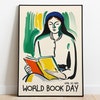 Vintage BOOK READING POSTER Library Cat Books Lover Teacher Gift Idea ...