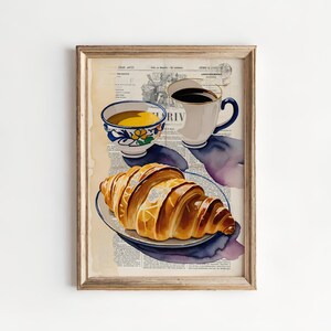 French Breakfast Poster – Coffee, and Newspaper – Retro Kitchen Decor ...