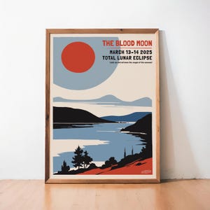 Blood Moon Poster, Total Lunar Eclipse Art Print, 2025, Celestial Wall ...