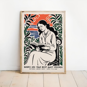 RETRO LITERARY POSTER - Lithograph Reproduction, Home Library Decor ...