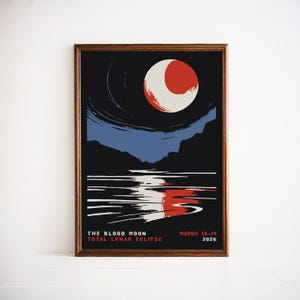 Blood Moon Total Lunar Eclipse Poster March 2025 | Night Sky Wall Art ...
