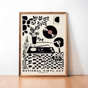 NATIONAL VINYL DAY Poster | Retro Record Player Art Print, August 12 ...