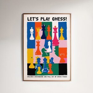 1987 Chess Poster - London Vintage Advertising, Let's Play Chess Wall ...