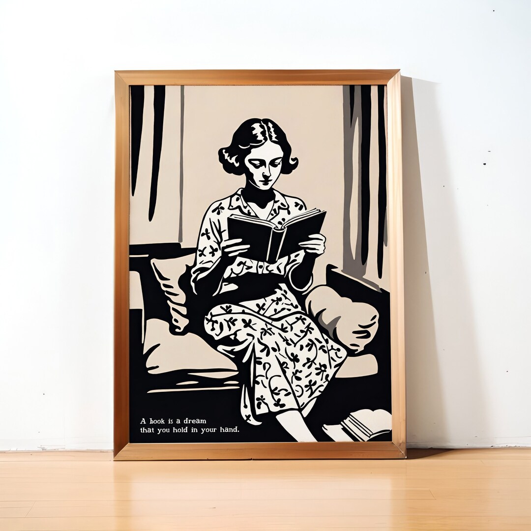 Reading Quote Poster, Vintage Style Wall Art, Book Lover Gift, Black ...