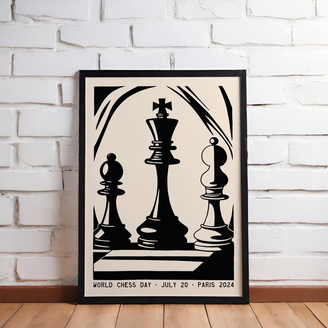 World Chess Day Poster, Paris 2024 Limited Edition Black and White ...