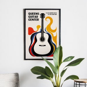 Queens Guitar Center Poster - Acoustic Guitar Art Print - Abstract ...