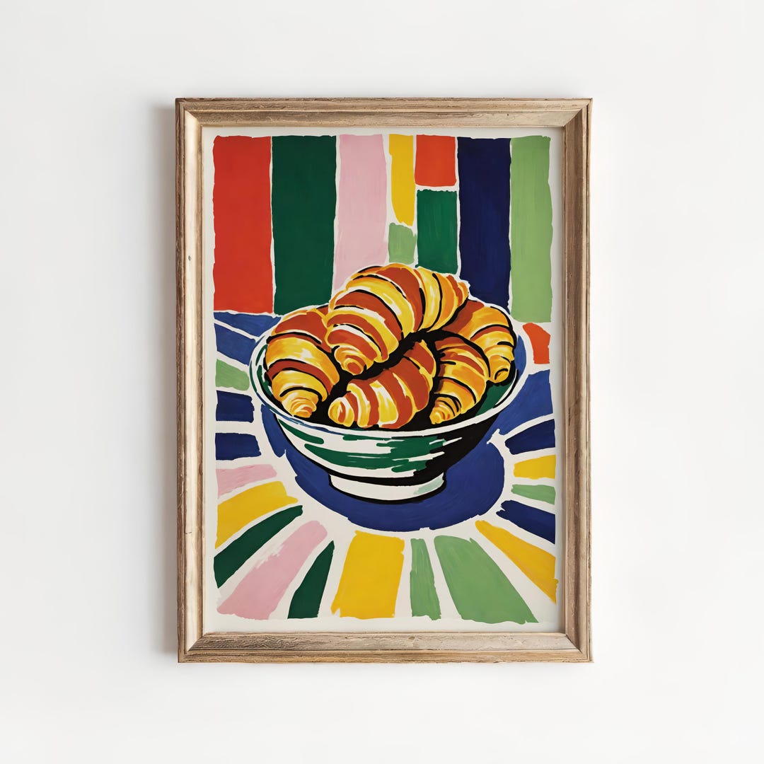 Colorful Croissant Art Print | Kitchen Wall Decor | Modern Food Poster ...