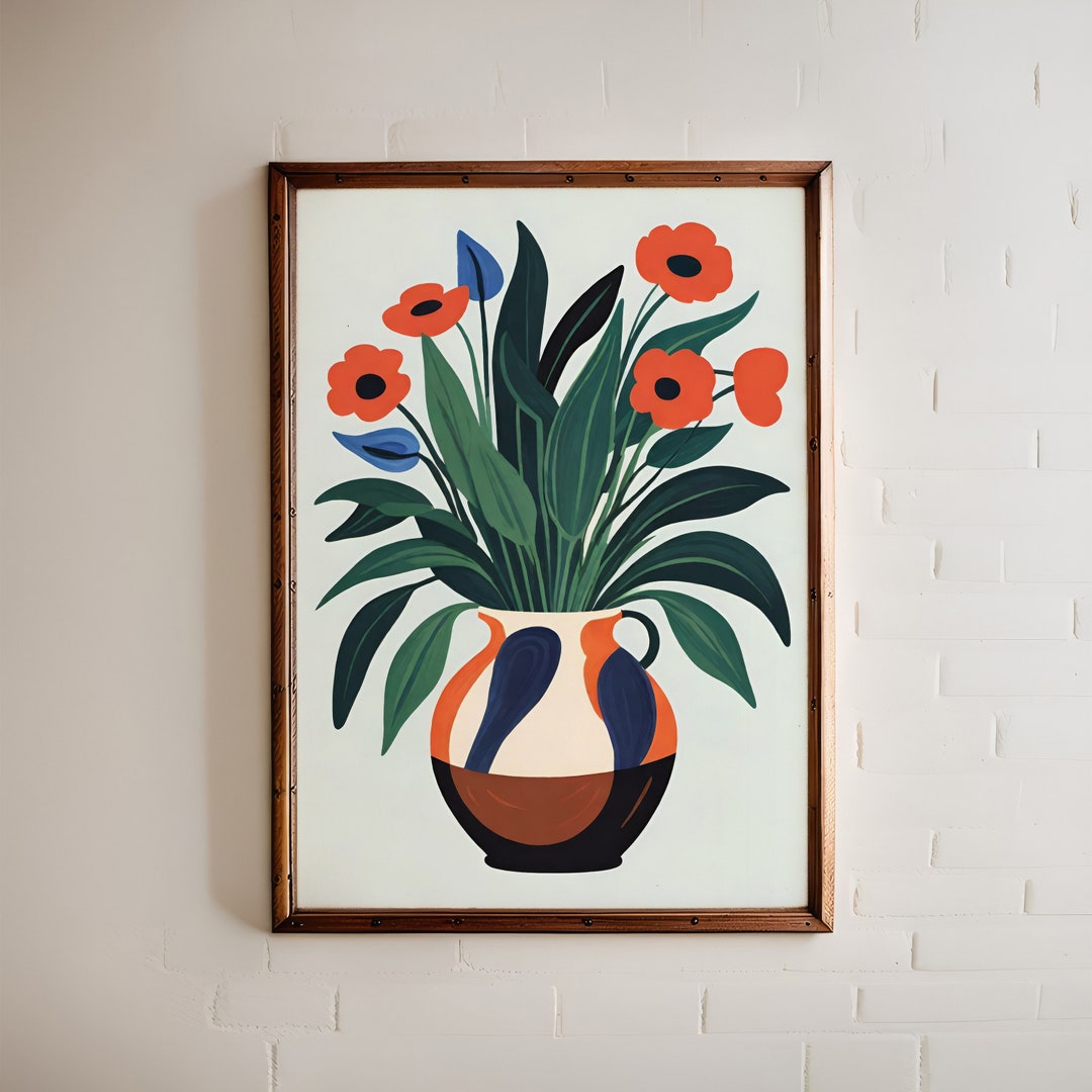 Retro Vase With Plants POSTER Modern Botanical Wall Decor for Home and ...