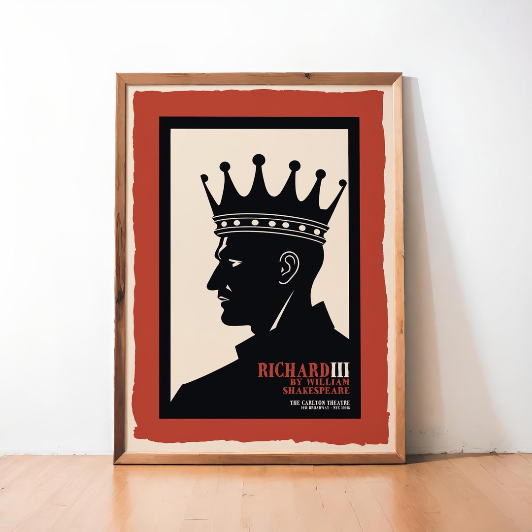Richard III Shakespeare Poster, Minimalist Theater Wall Art, Classic ...
