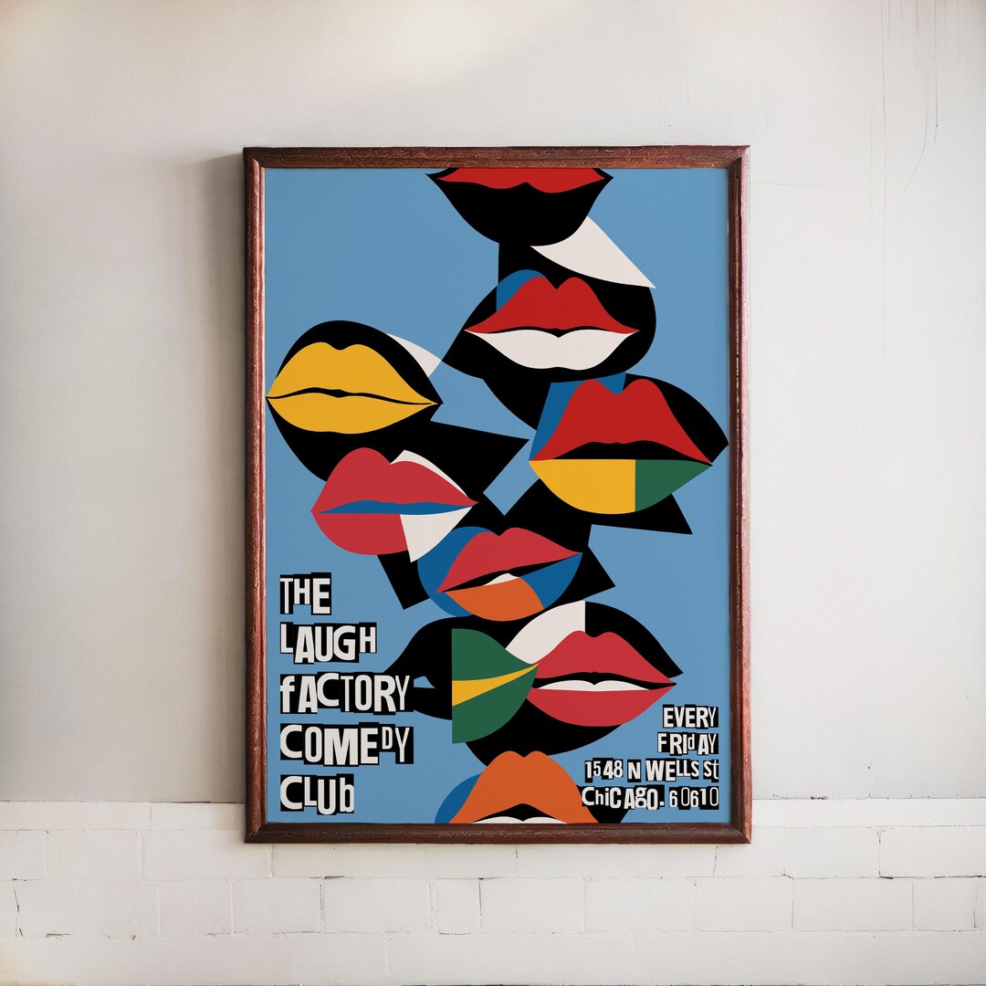 Comedy Club POSTER | Colorful Pop Art Lips Design, Retro Wall Art for ...