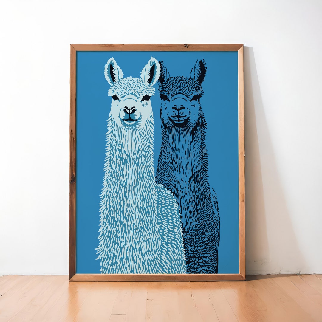 Alpaca Linocut Poster - Giclee Reproduction - Llama Art Print, Funny ...