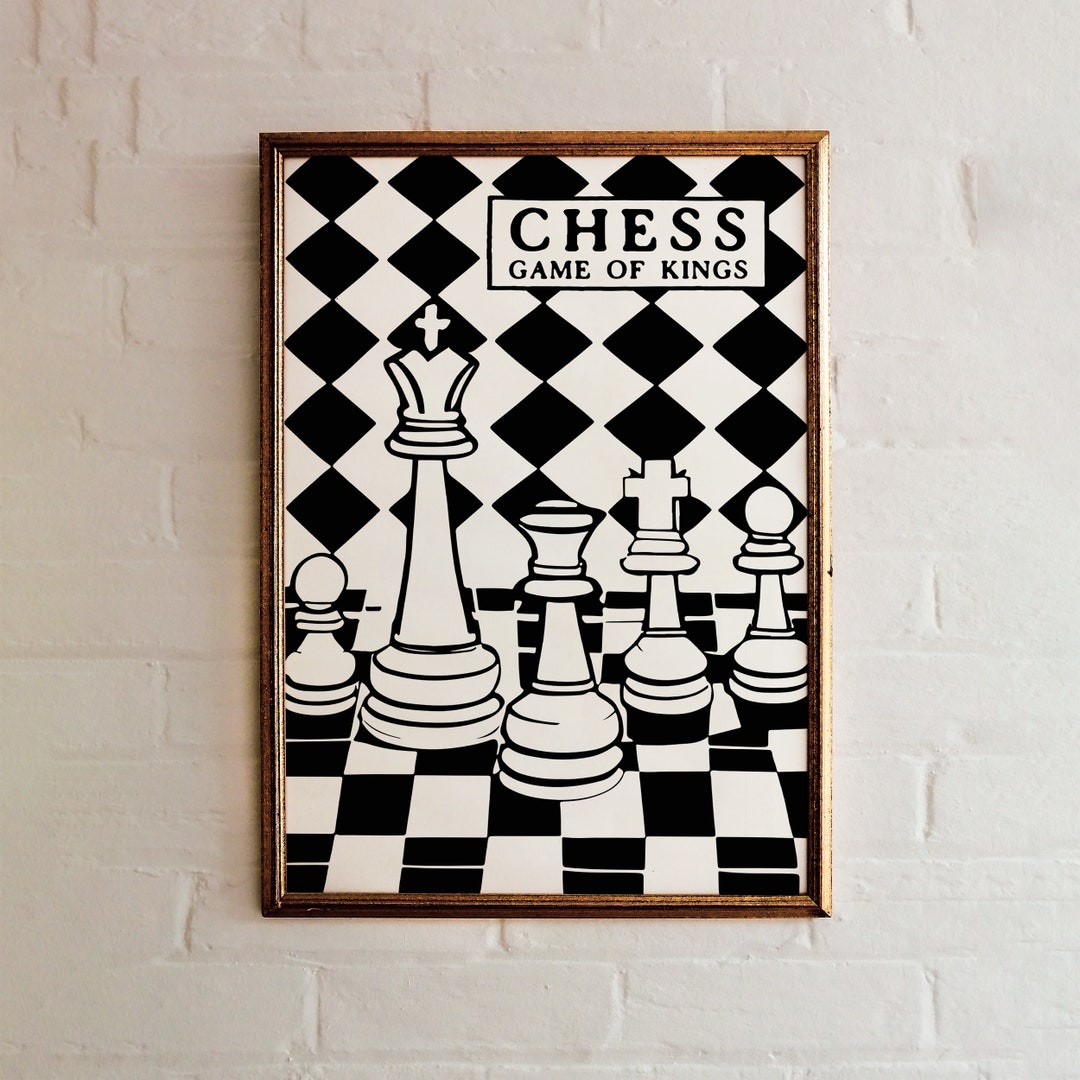 VINTAGE CHESS POSTER Game of Kings Quote Poster Black and White Wall ...