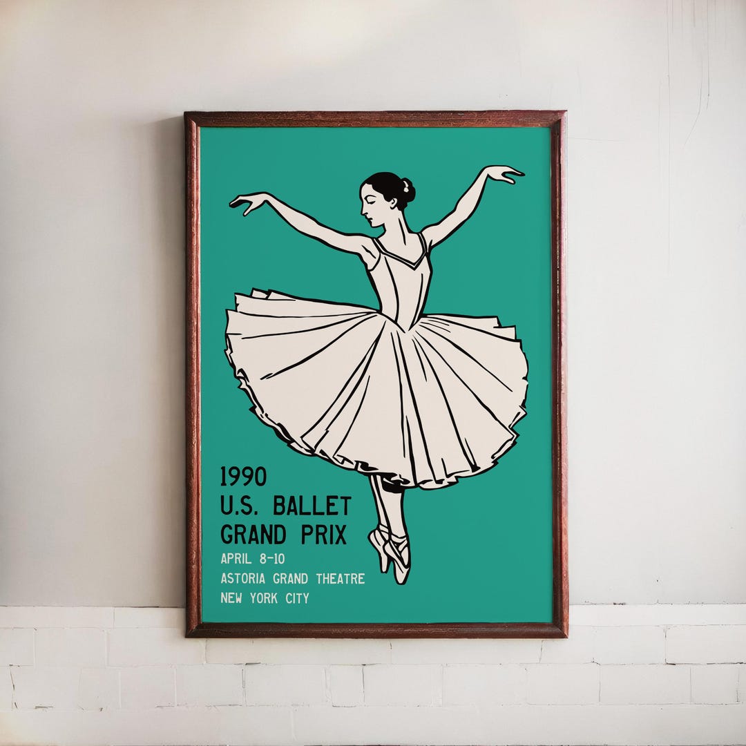 1990 Ballet Grand Prix Poster: Mid-century Modern Ballerina Art Print ...