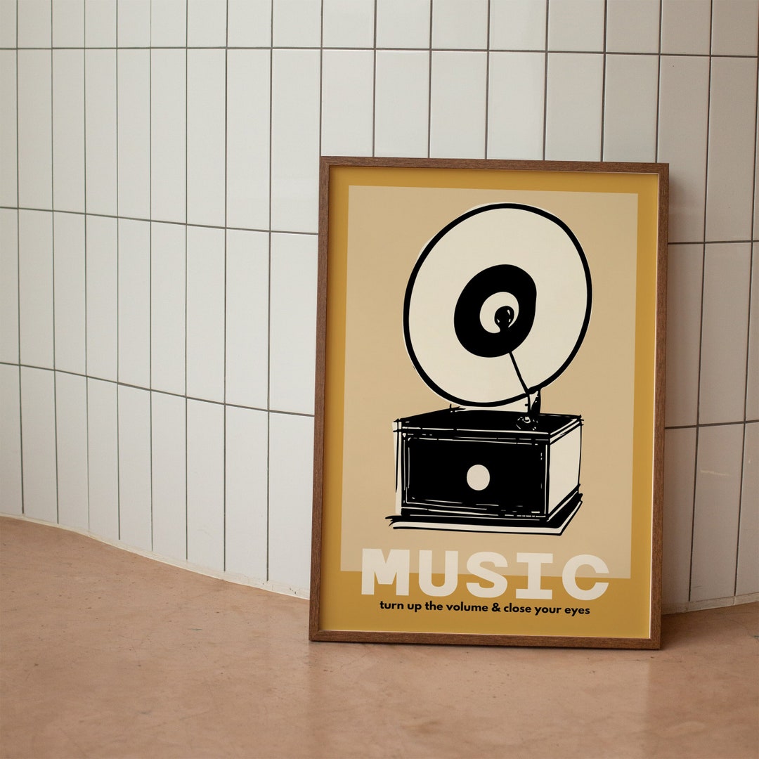 Gramophone Artwork Poster Music Quote Art Print Retro Vintage Music Art ...