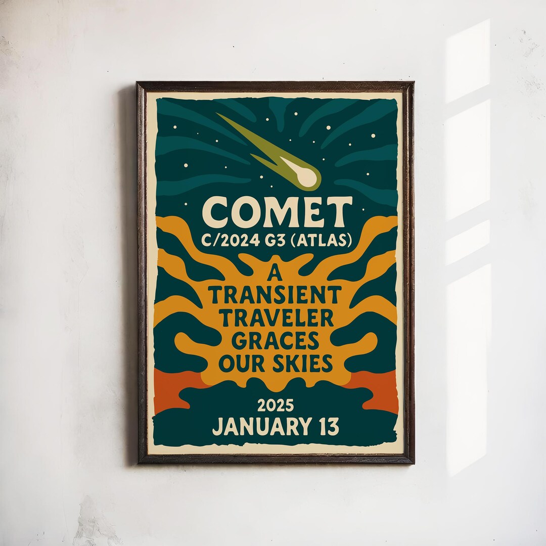 Retro Comet Poster – C/2024 G3 (ATLAS) Celestial Art Print, Space 2025 ...