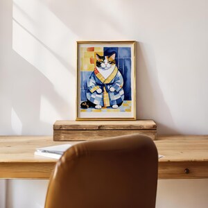 Calico Cat in Kimono Watercolor Art Print | Japanese Wall Decor ...