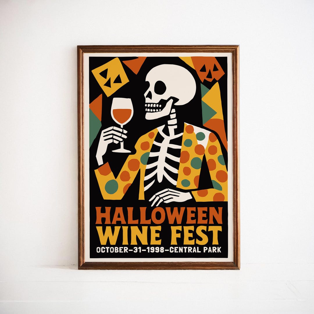 Halloween Wine Fest 1958 – Vintage Drink Poster Print Wall Decor - Etsy