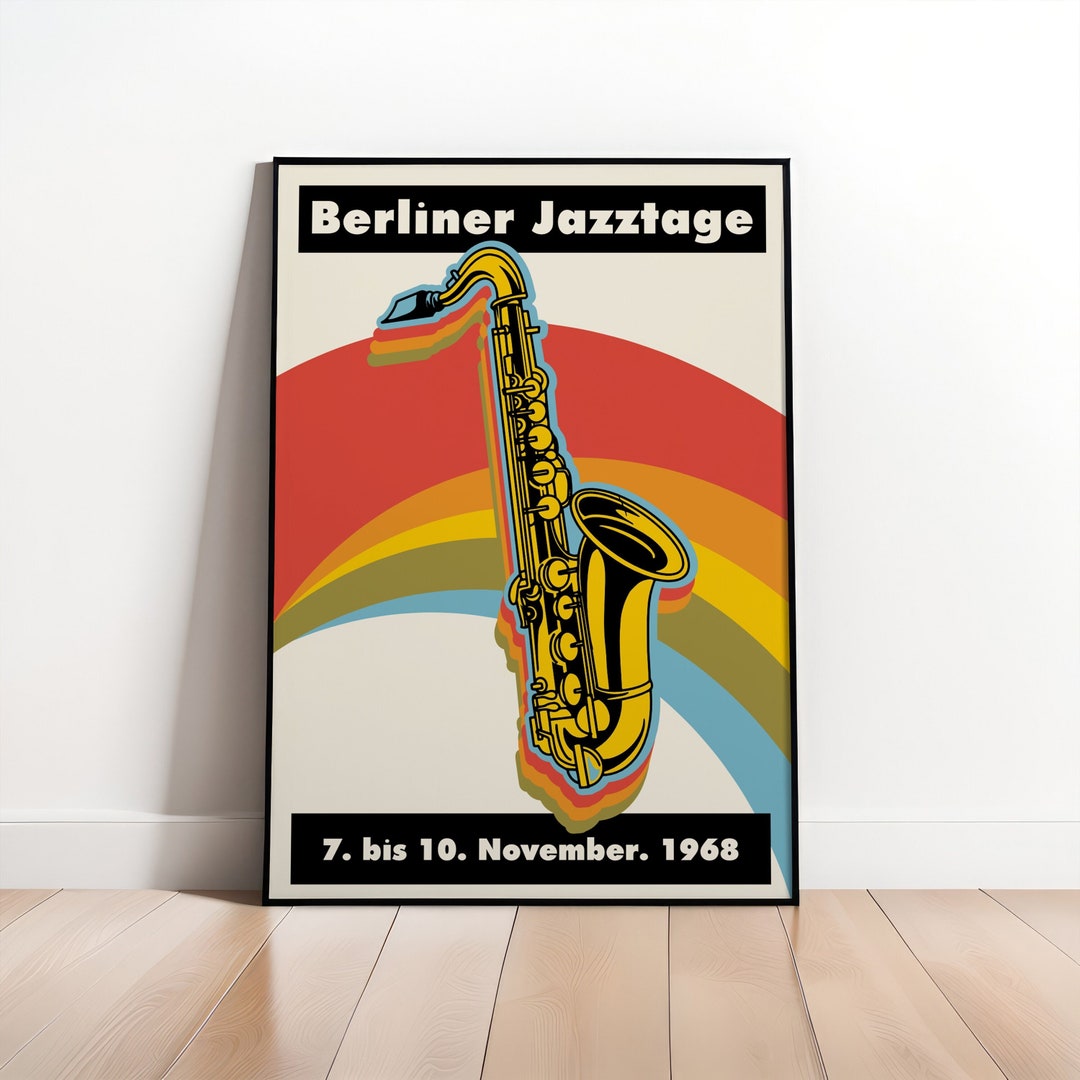 Berlin Jazz Festival Poster Retro Vintage Poster, Jazz Singer Art, Jazz ...