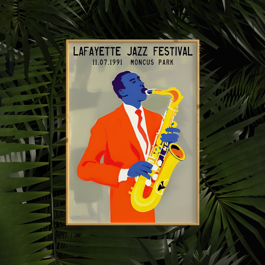 Lafayette Jazz Festival Poster Retro Vintage Poster, Jazz Singer Art ...