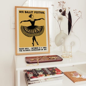 1987 NYC Ballet Festival Poster - Vintage Music Hall Dance Event Art ...