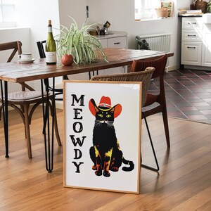 Meowdy Cat Print - Cowboy Poster, Howdy Black Cat, Cat Mom Print ...