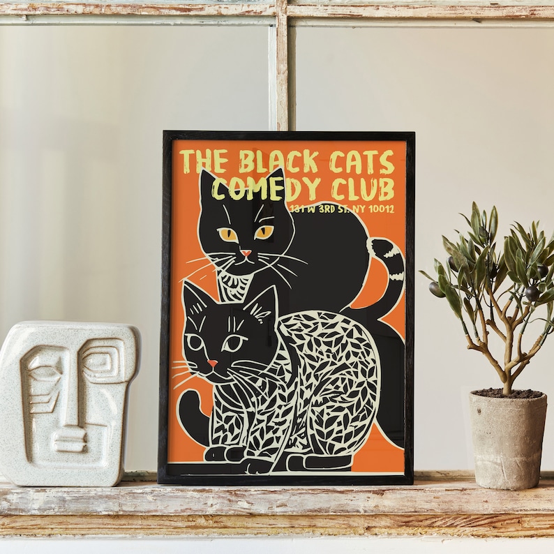 NYC Comedy Club Poster the Black Cats New York City - Etsy