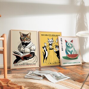24x36 - Read Across America Day Wall Art | Literary Cat in Clothes ...