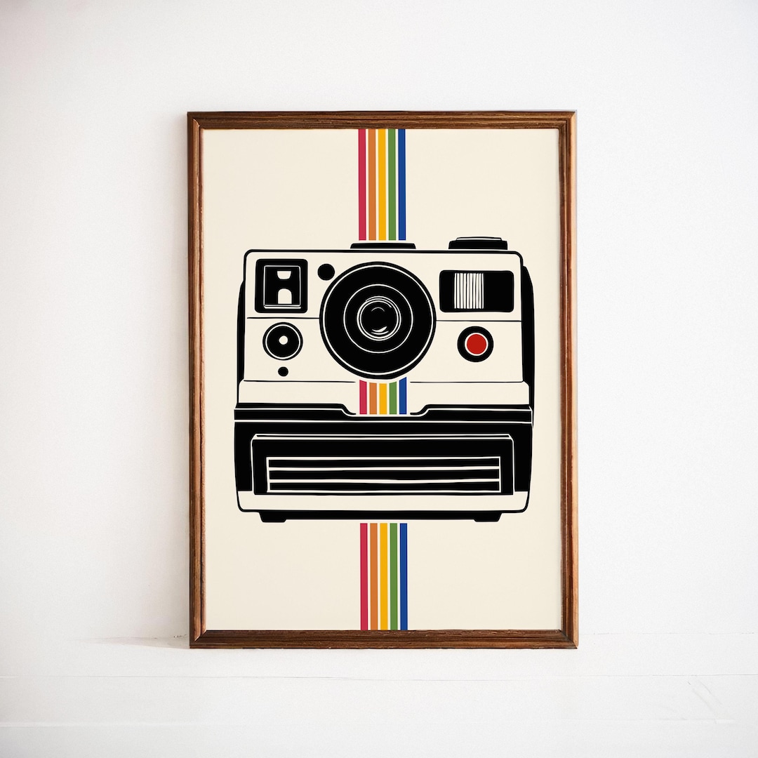 Retro Instant Camera Wall Art, Rainbow Stripe Photography Print ...