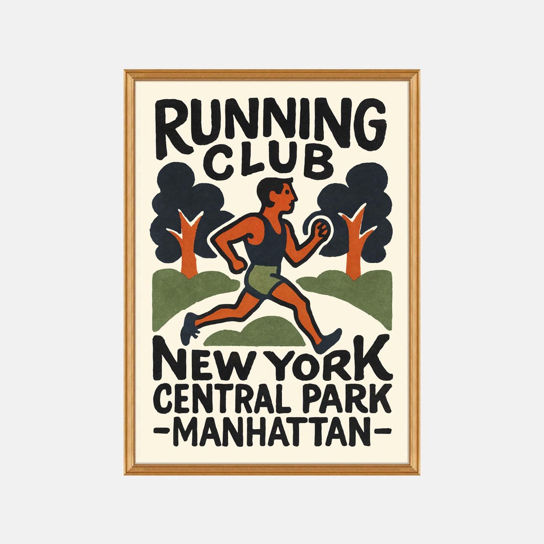 NYC Running Club Poster - Wall Print, Fitness Decor, Manhattan, Jogging ...