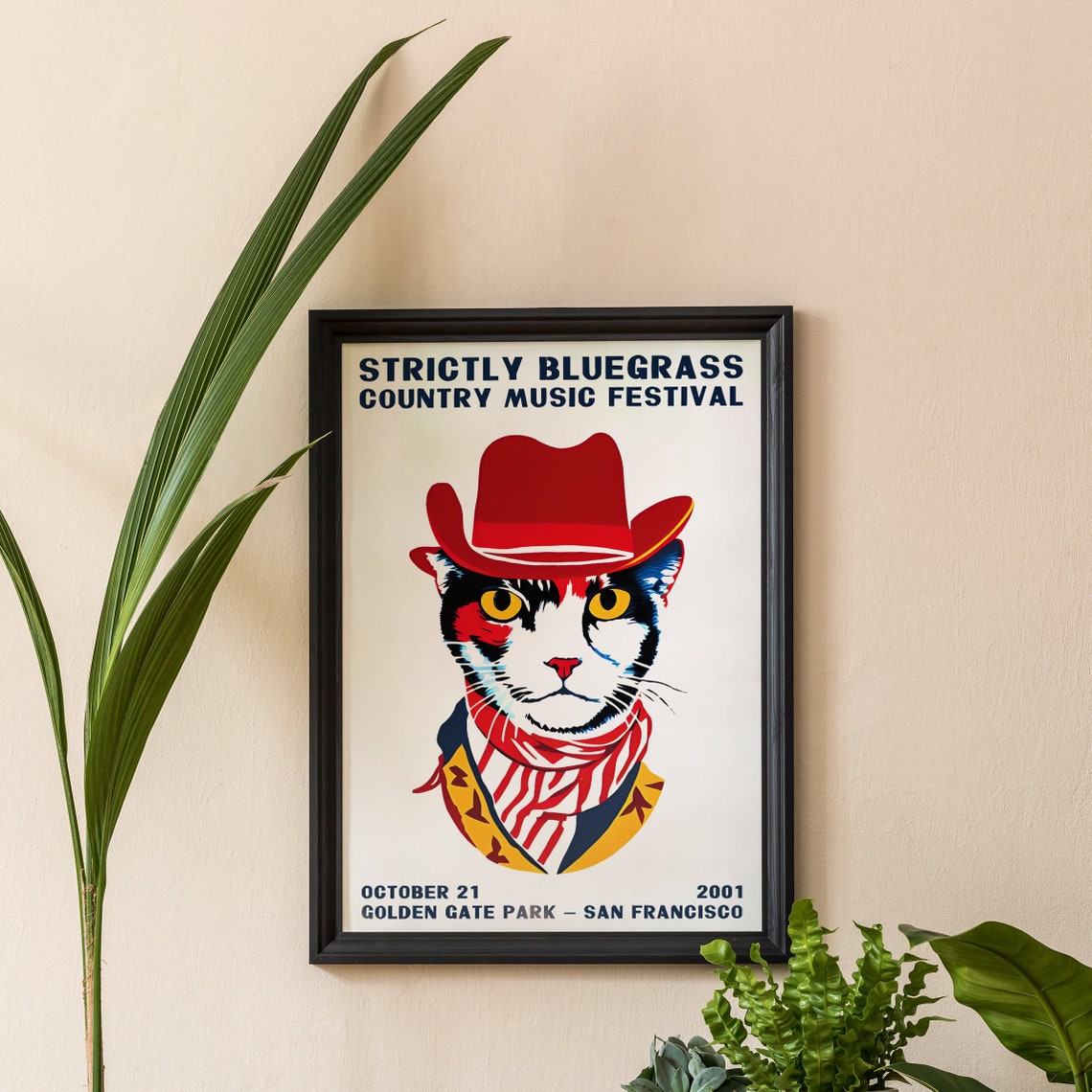 Retro Country Music Festival Cowboy Cat Giclee Poster - Etsy