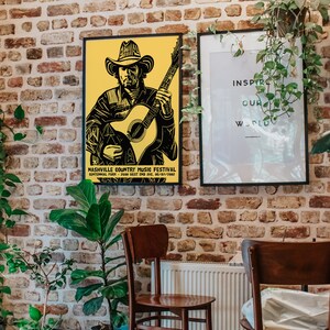 Nashville Country Music Festival Poster Giclee Reproduction, Farmhouse ...