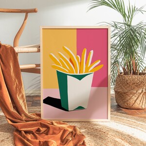 French Fries Art Print, Contemporary Food Poster, Minimalist and ...