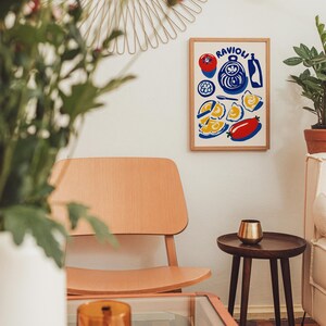 Italian Ravioli Kitchen Wall Art, Minimalist Food Print, Mediterranean ...