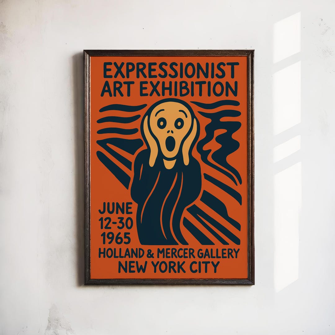 Expressionist Art Exhibition Poster Print - Retro 1965 Gallery Show the ...