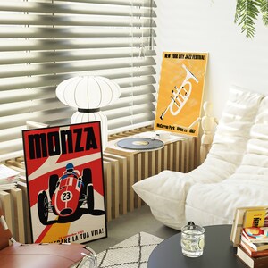 Retro MONZA Poster, Italian Grand Prix Vintage Racing Wall Art, Red ...
