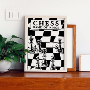 CHESS Game of Kings Poster Vintage Poster Monochrome Wall Art Prints ...