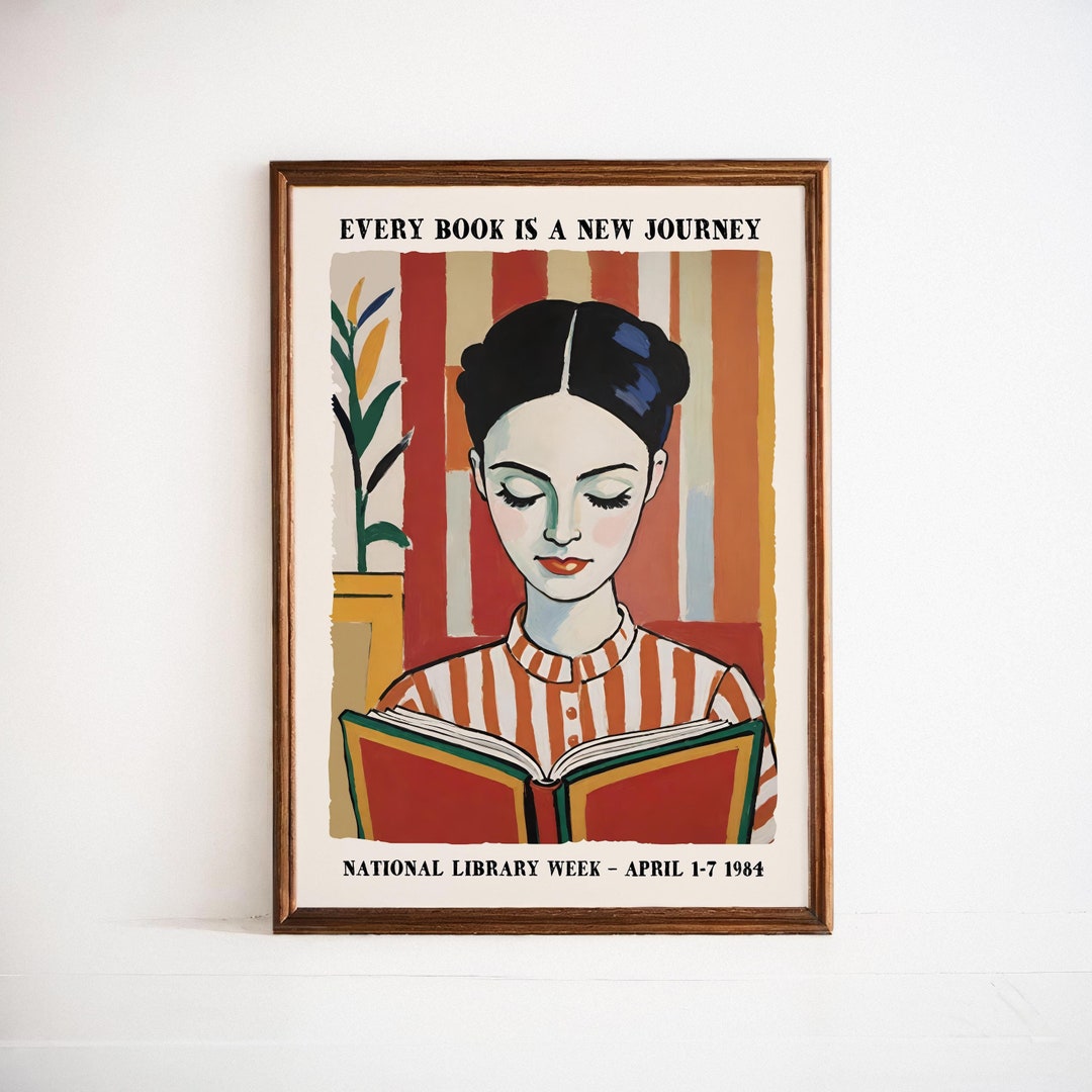 National Library Week Poster 1984 - Retro Book Lover Art Print ...