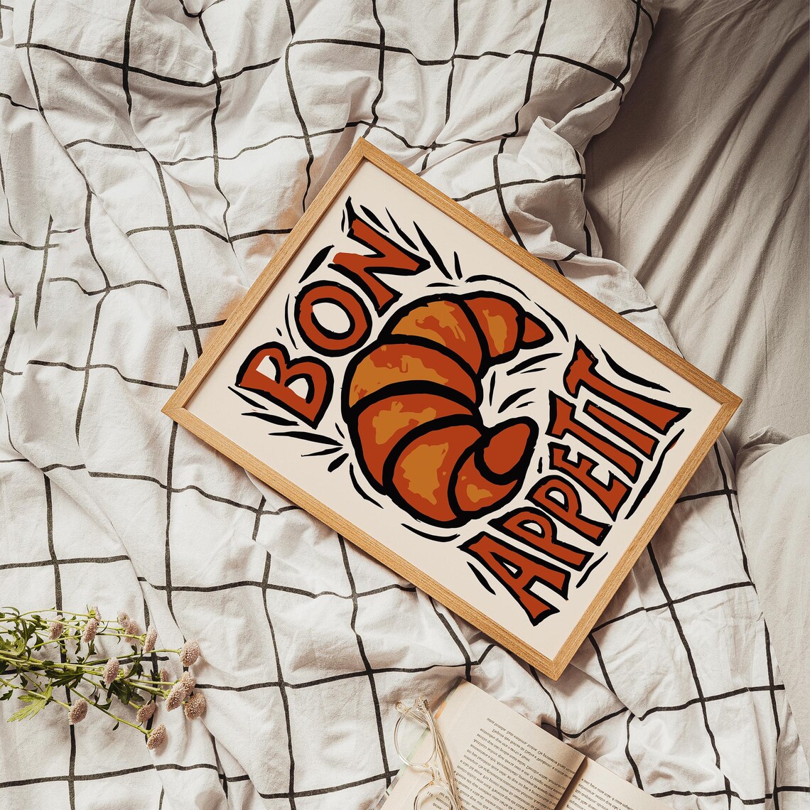 Croissant 'bon Appétit' Poster - French Kitchen Wall Art - Etsy