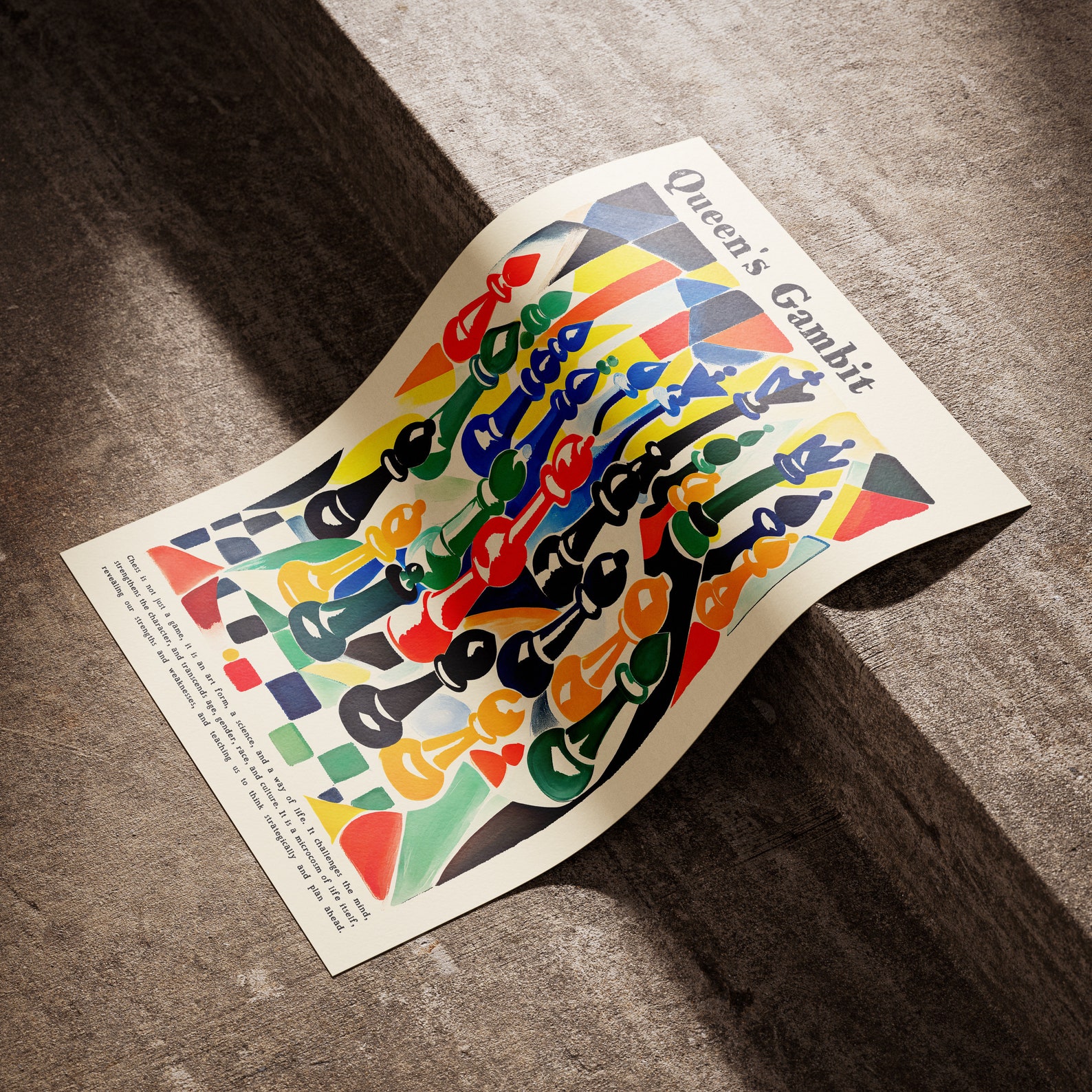 Mid Century Modern Queen's Gambit Chess Art Print Chess - Etsy