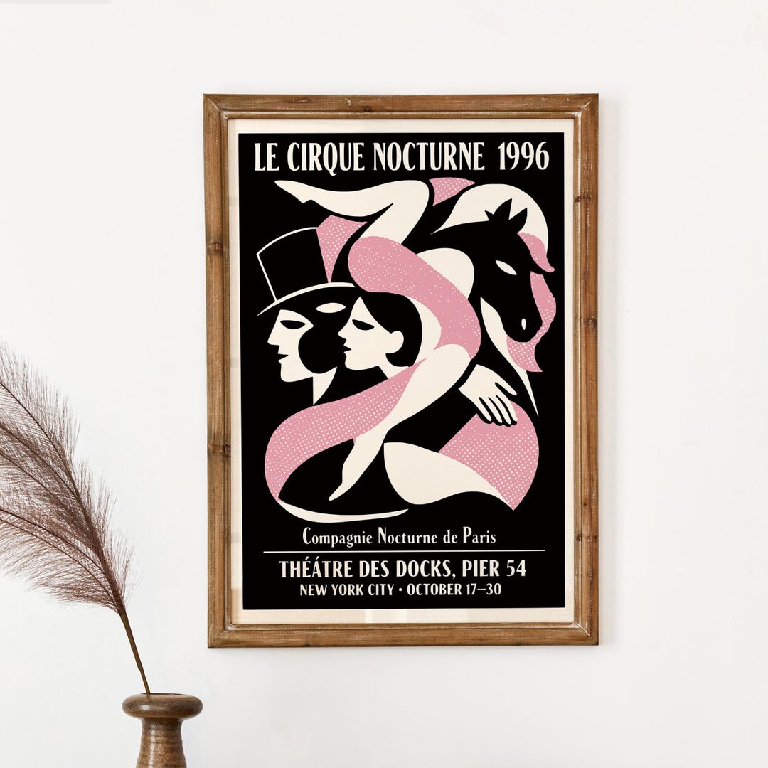 Art Deco Circus Poster - Le Cirque Nocturne 1996 - Vintage Night ...