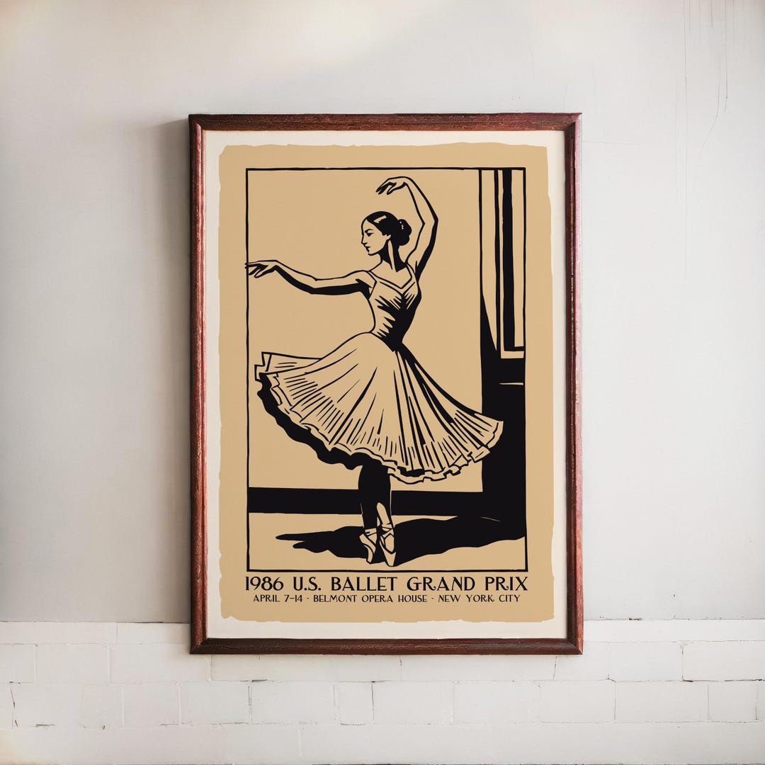 Ballet Poster Art Print, 1986 US Ballet Grand Prix New York City Wall ...
