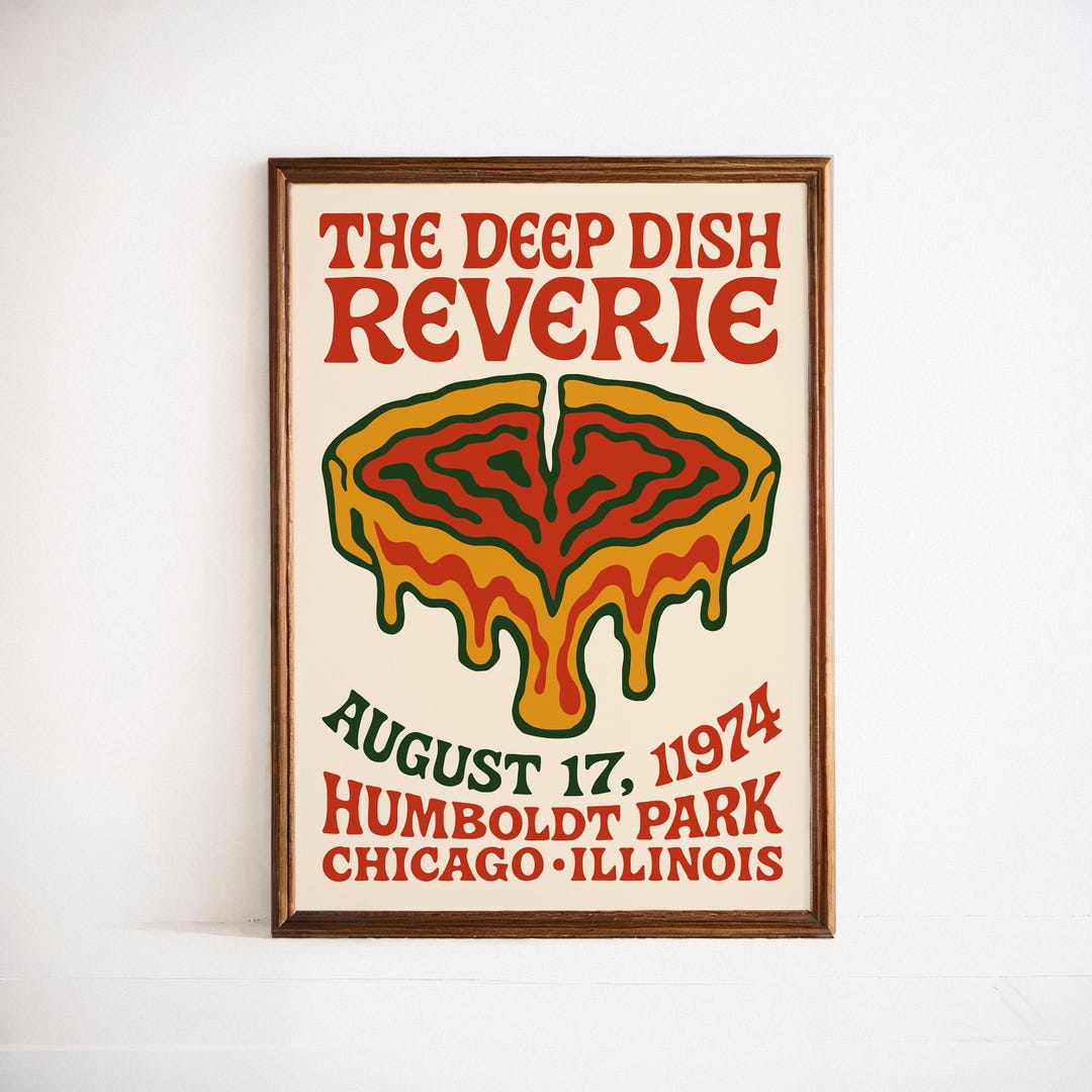 Deep Dish Pizza Poster – Retro Food Print Chicago Crust Flavor ...