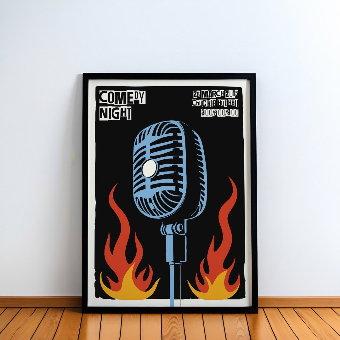 Comedy Night Poster, Collectible Chuckle Hut Hall Event Print, Retro ...