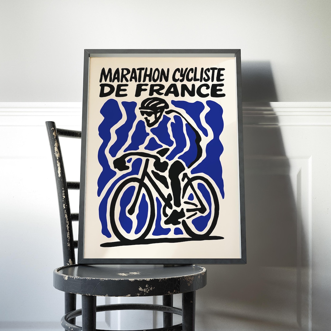 FRENCH CYCLING POSTER - Marathon Cycliste De France Cycling Race ...